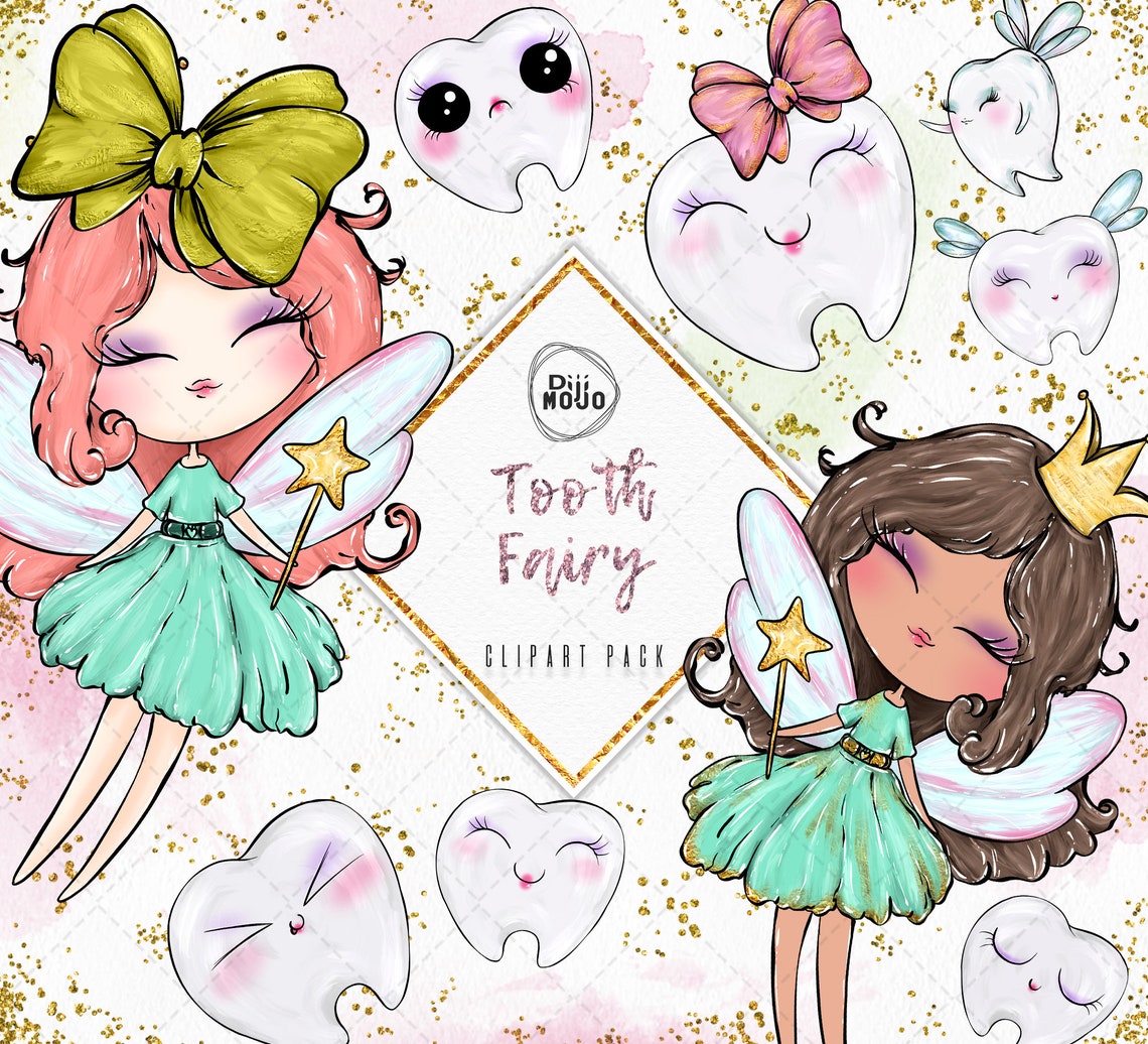 Magic Tooth Fairy Girl Clipart Instant Download Png Files - Etsy