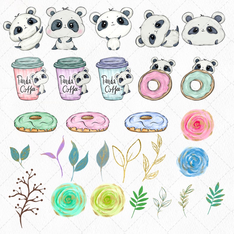 Panda Bear Clipart: Kawaii Graphics (digital Download) - Etsy