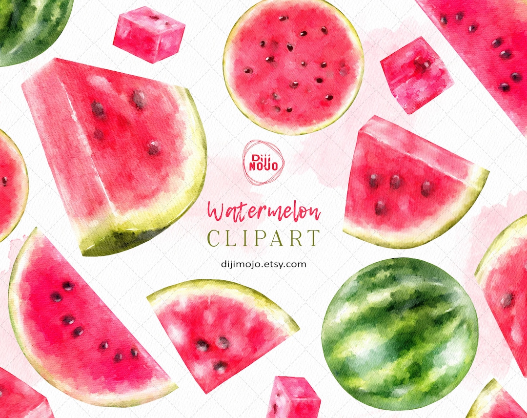 Watercolor Watermelon Clipart | Watercolor Hand Painted Fruit Art ...