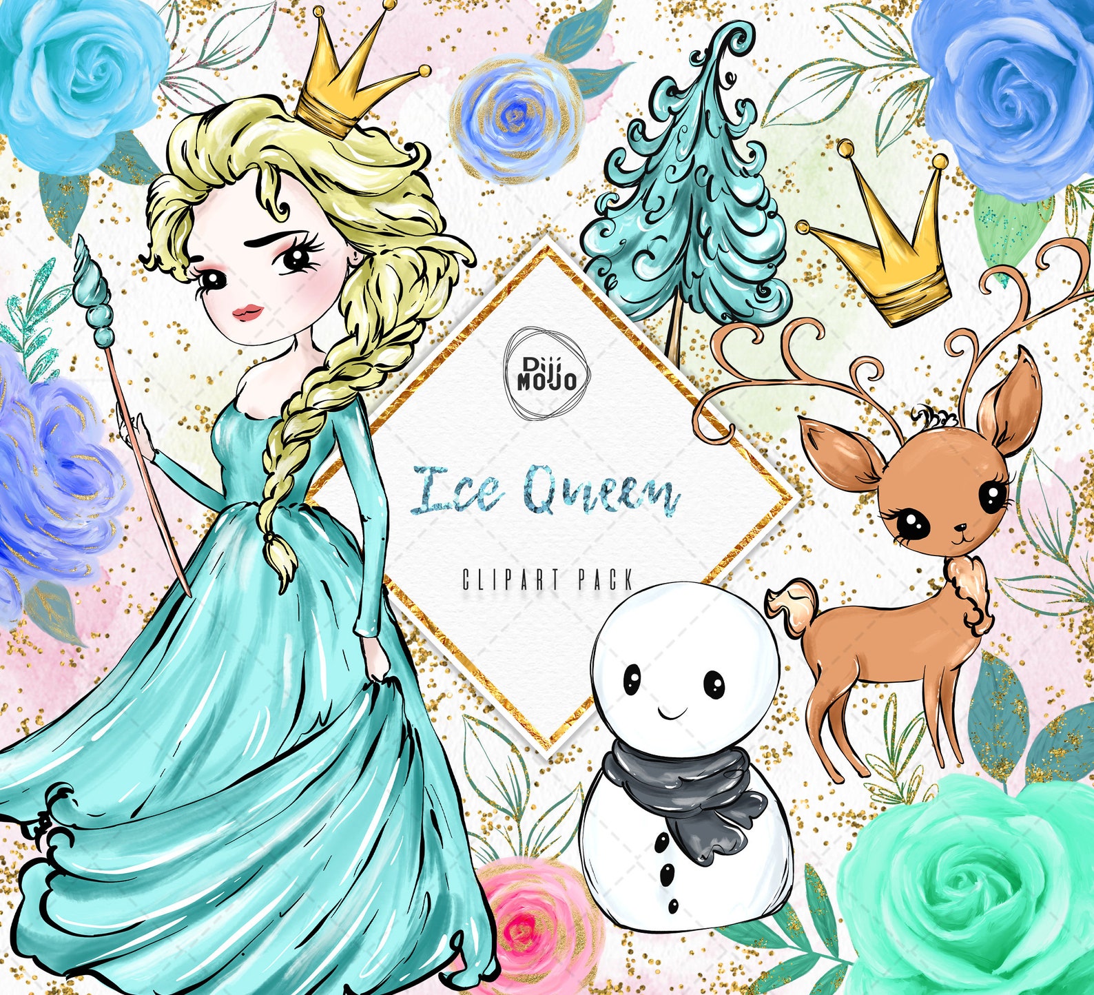 Ice Queen Clipart Instant Download - Etsy
