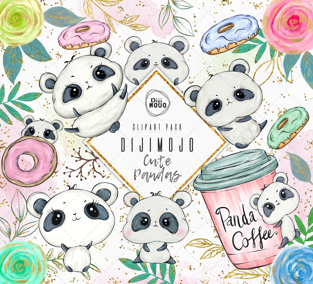 Panda Bear Clipart: Kawaii Graphics (digital Download) - Etsy