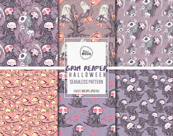 Halloween Grim Reaper Digital Paper Halloween Characters - Etsy