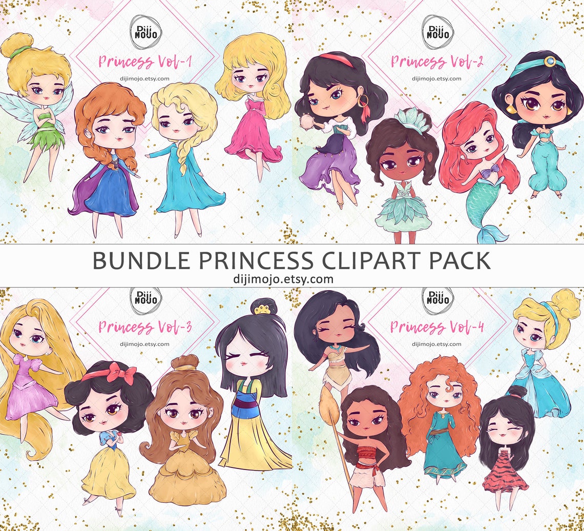 BUNDLE Cute Princess Clipart Princesses - Etsy