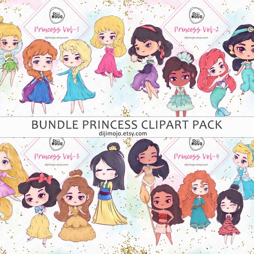 BUNDLE Cute Princess Clipart Princesses - Etsy
