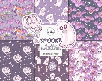 Halloween Abstract Digital Paper Seamless Hand Drawn - Etsy