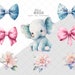 Boho Baby Elephant Clipart Floral Crown Watercolor Nursery - Etsy