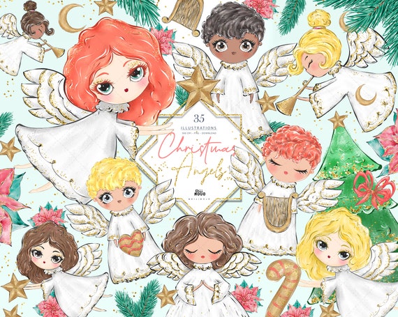 Christmas Angels Clipart Cute Little Angel Png - Etsy