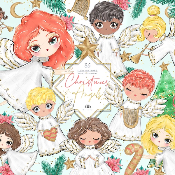 Cute Angel Clipart - Etsy