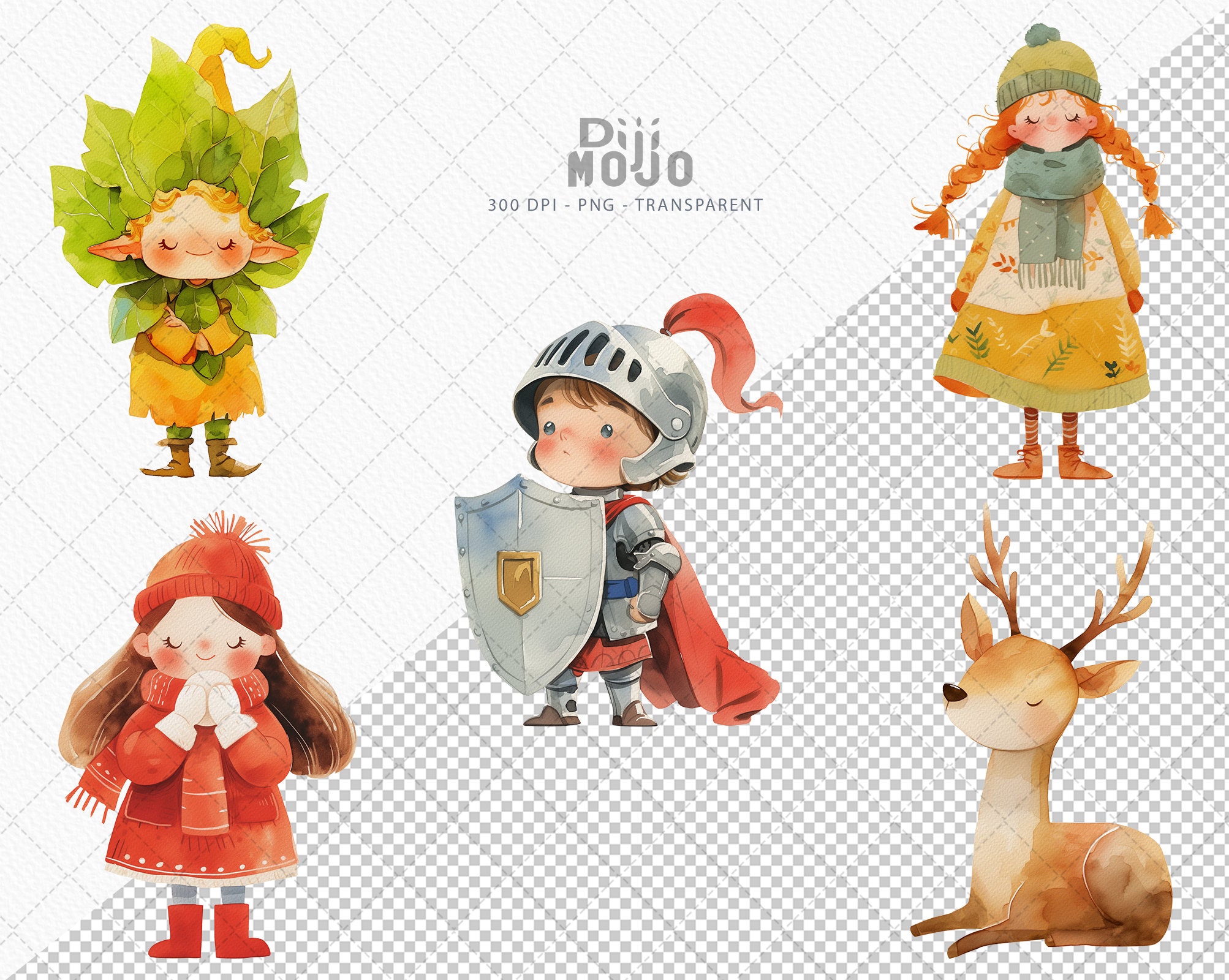 Fairy Princess & Knight Fantasy Clipart Set, Castle and Dragon ...