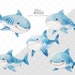 Cute Watercolor Shark Clipart, Ocean, Cute Sea Animals, Baby Boy ...