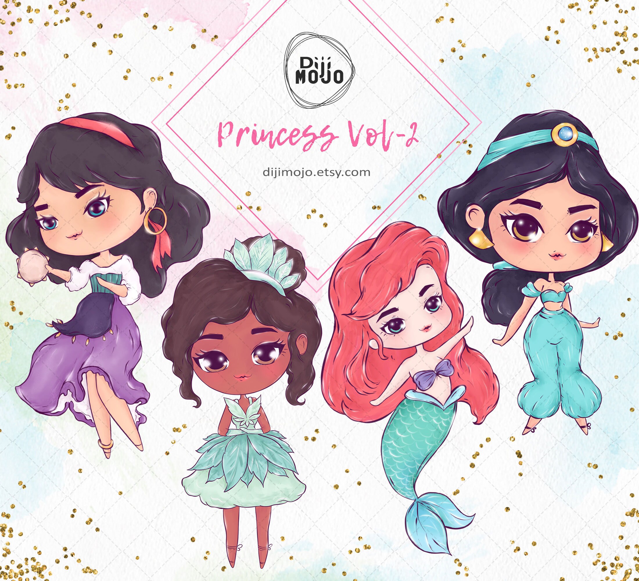 BUNDLE Cute Princess Clipart Princesses - Etsy