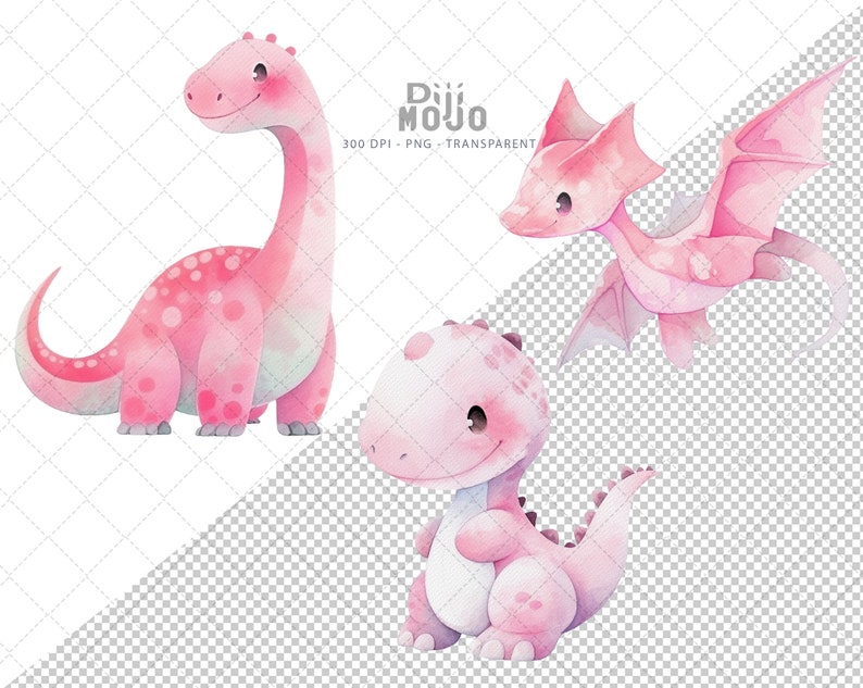 Baby Girl Dinosaur Clipart Watercolor Nursery Art Baby - Etsy