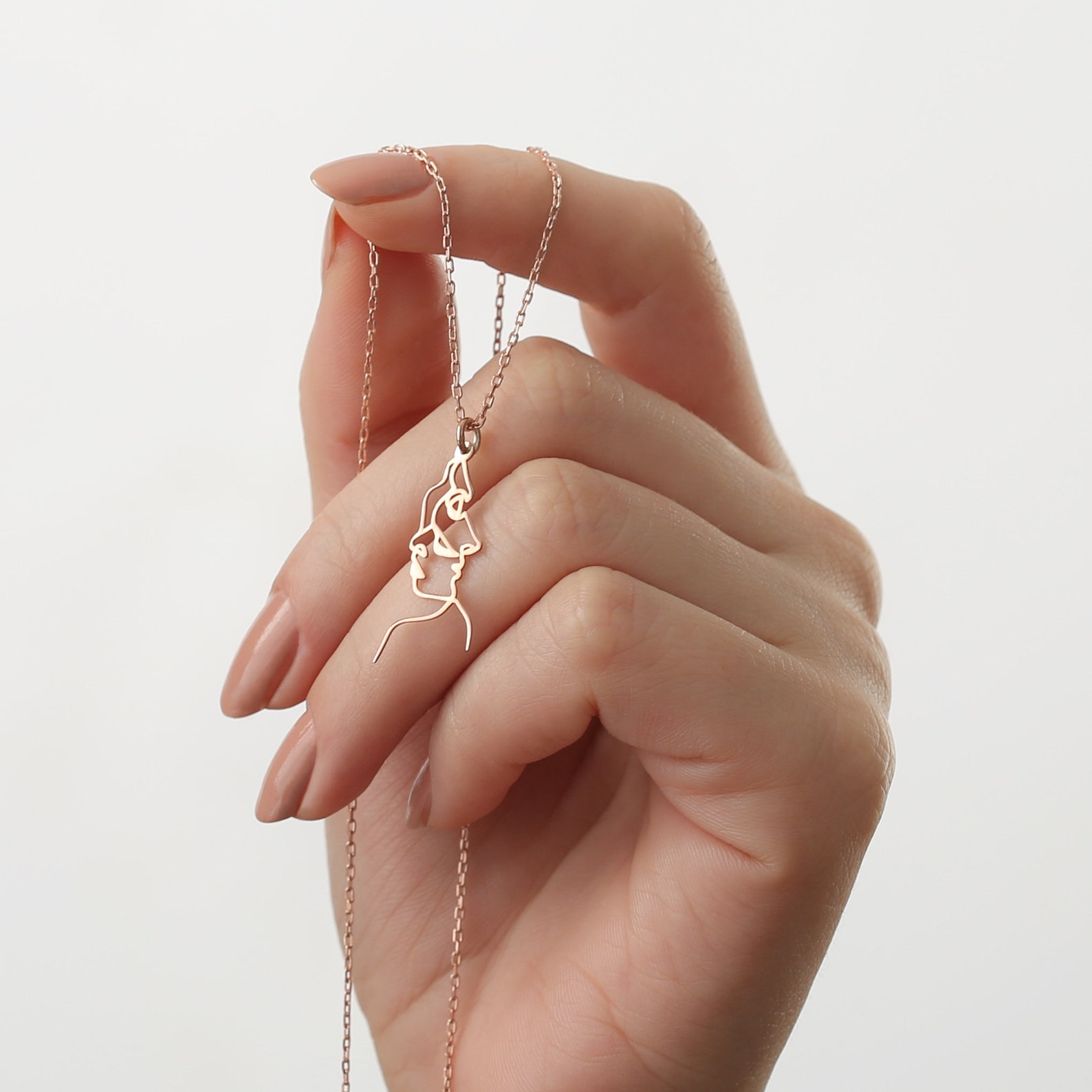 Line Art Necklace Line Drawing Necklace Mid-century Charm | Etsy