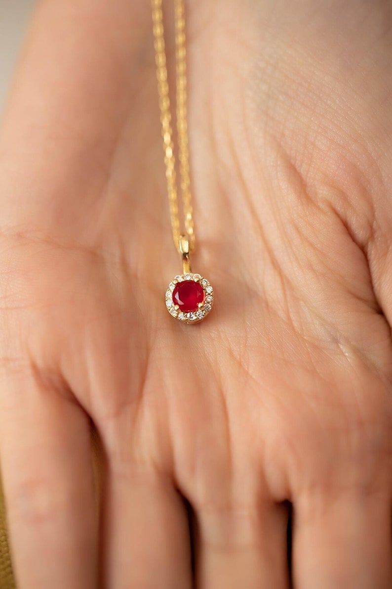 Genuine Ruby Necklace Simple Natural Ruby Pendant Dainty | Etsy