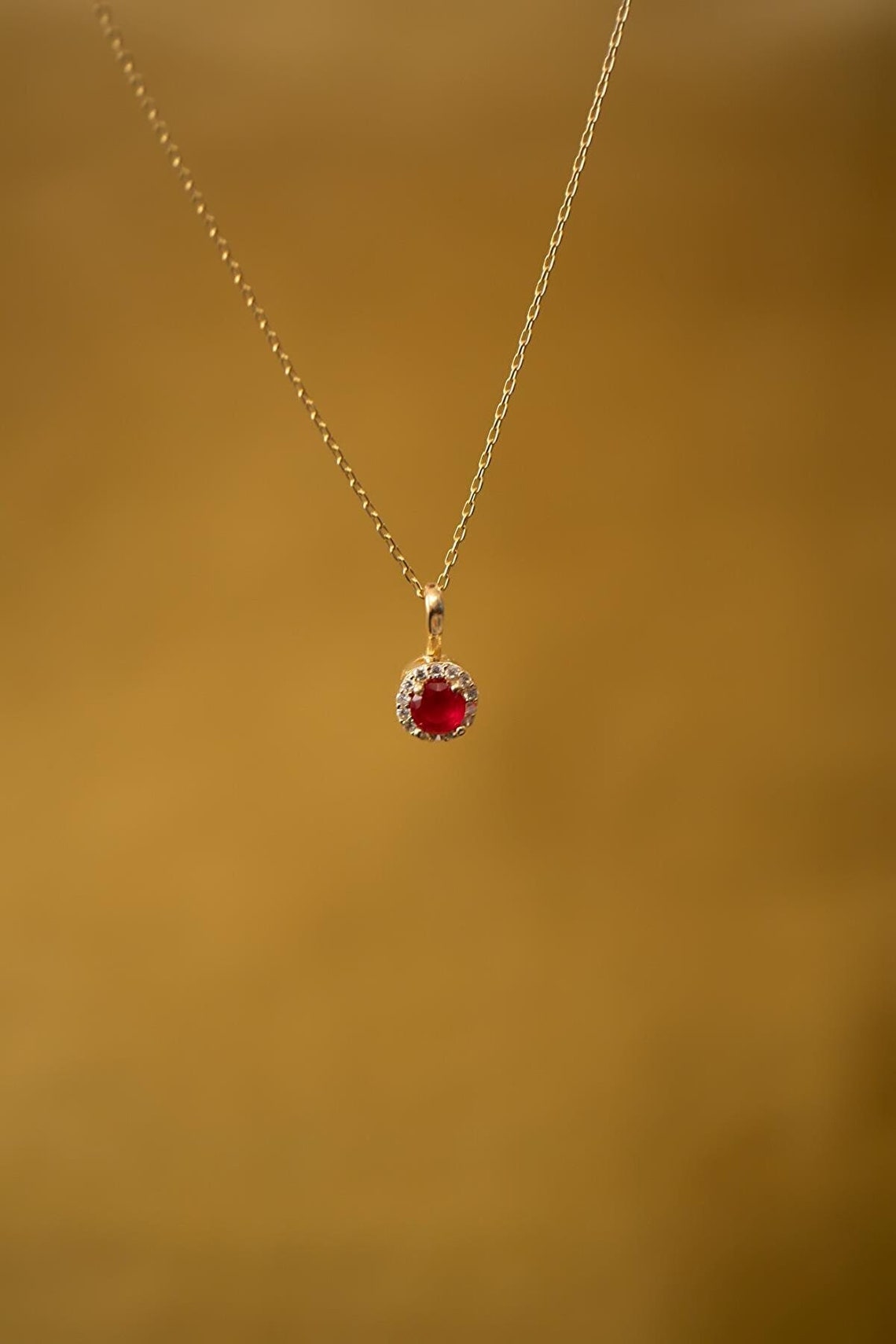 Genuine Ruby Necklace Simple Natural Ruby Pendant Dainty | Etsy