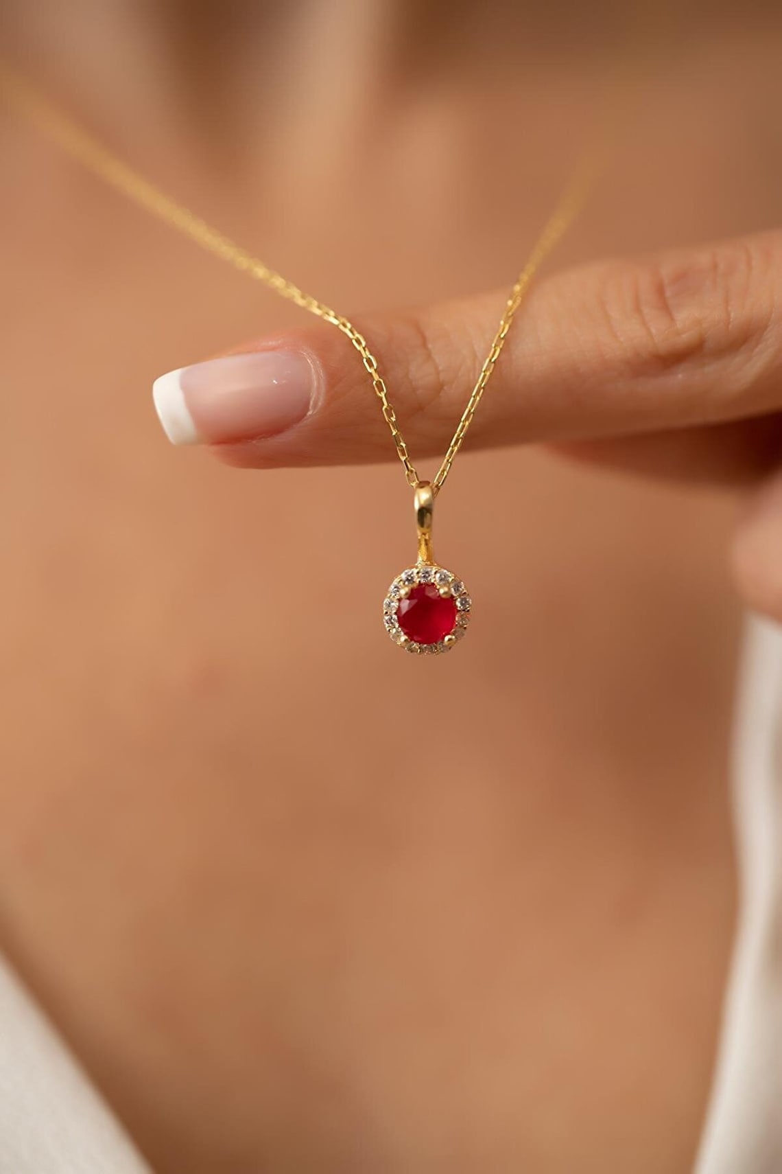 Genuine Ruby Necklace Simple Natural Ruby Pendant Dainty | Etsy