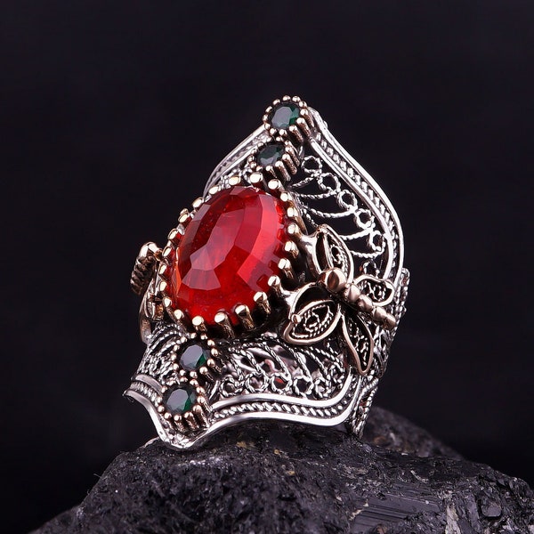 Ruby Filigree Ring - Etsy