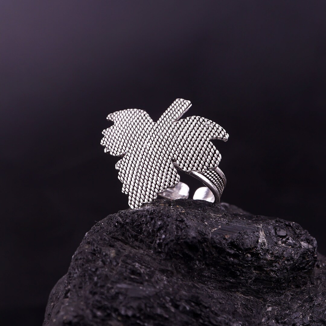 Sterling Silver Maple Ring Polished Leaf Ring Canadian Leaf - Etsy