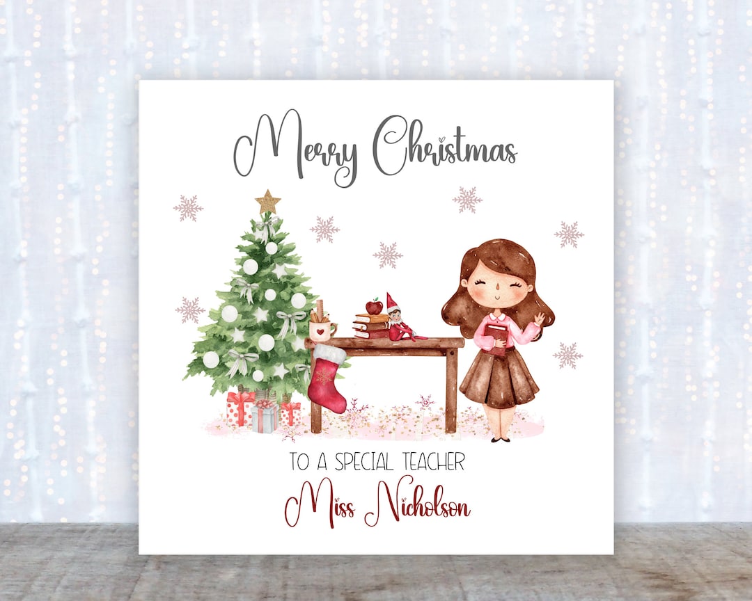 Teacher Christmas Card Christmas Card for Teacher Personalised Card ...