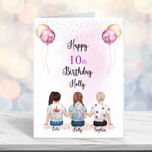 Girls Birthday Card; Children's Bestie Card; Best Friend Card; Kids ...