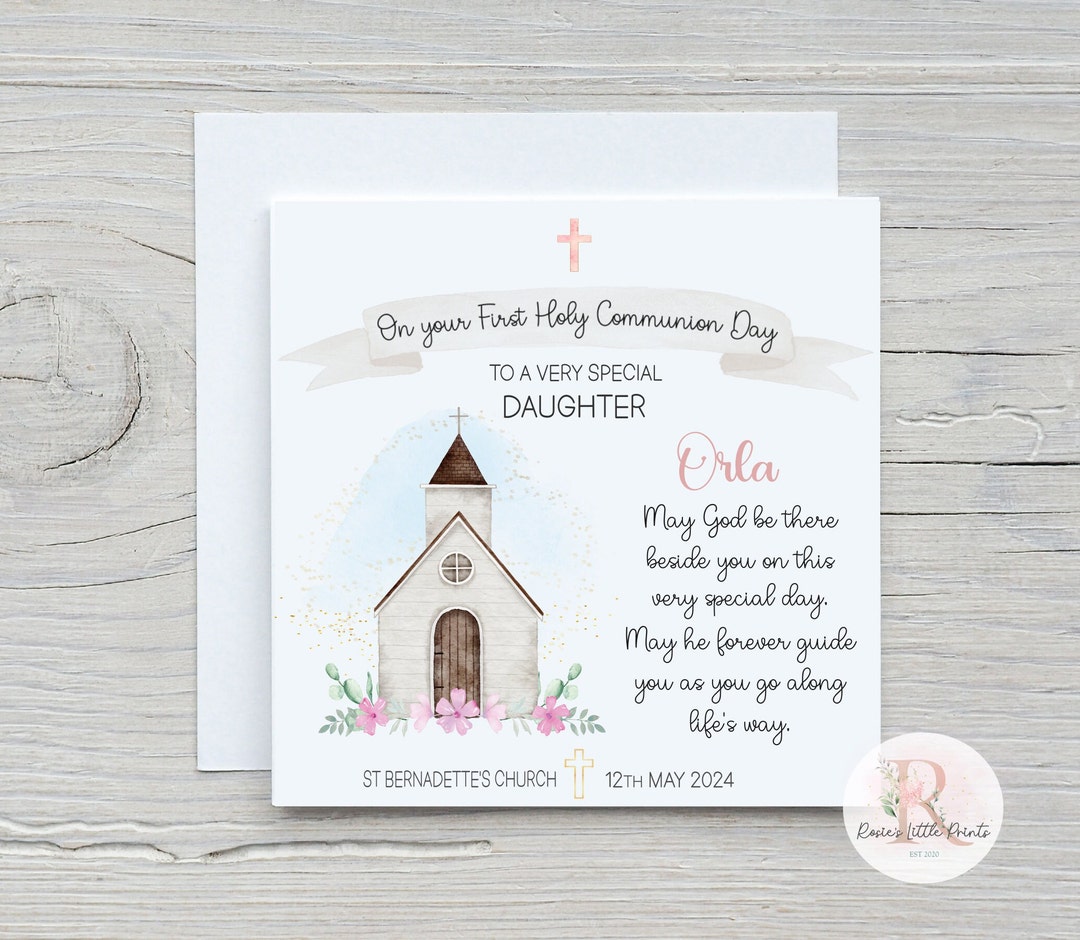 First Holy Communion Card First Holy Communion Day Communion Card ...