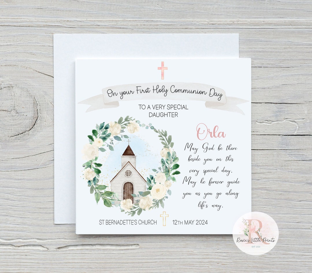 First Holy Communion Card First Holy Communion Day Communion Card ...