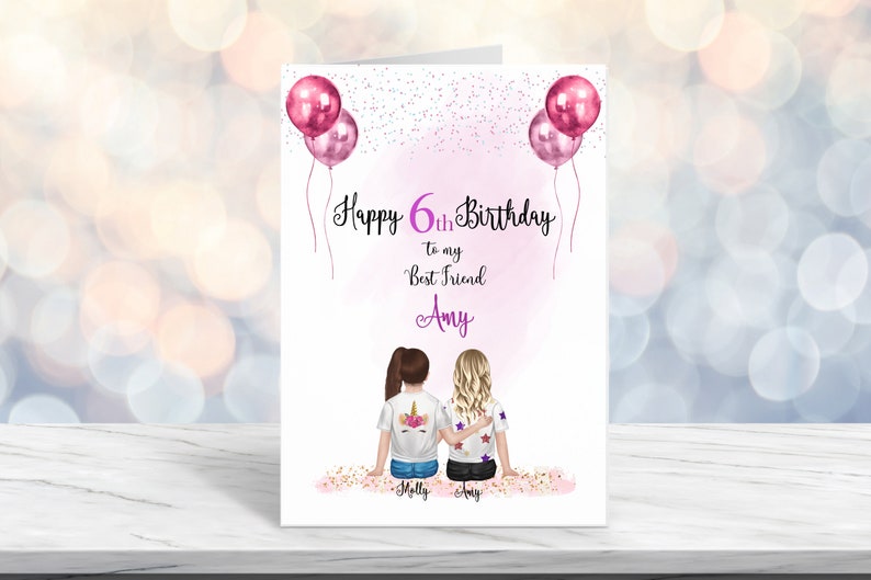 Girls Birthday Card; Children's Bestie Card; Best Friend Card; Kids ...