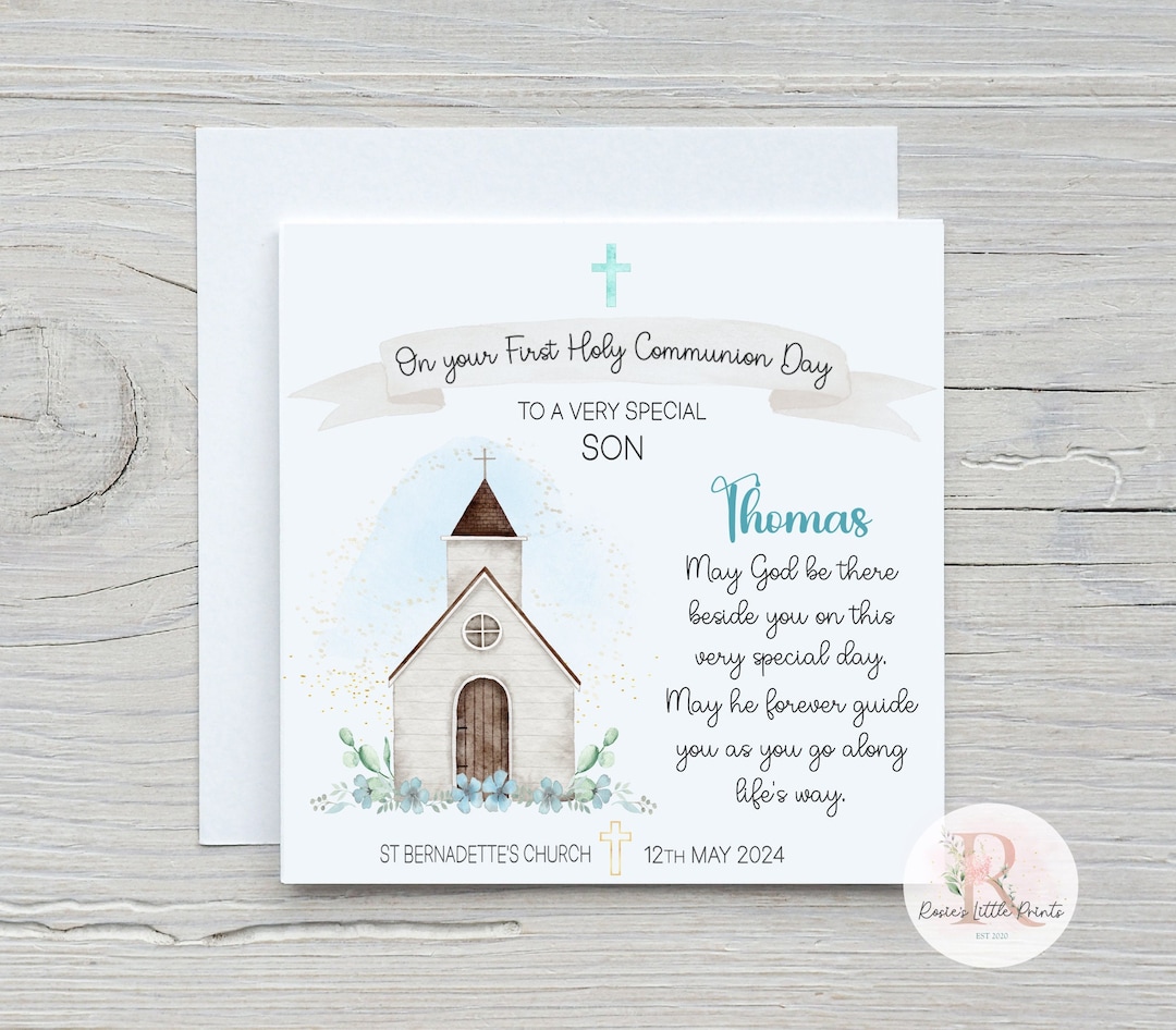 First Holy Communion Card First Holy Communion Day Communion Card ...