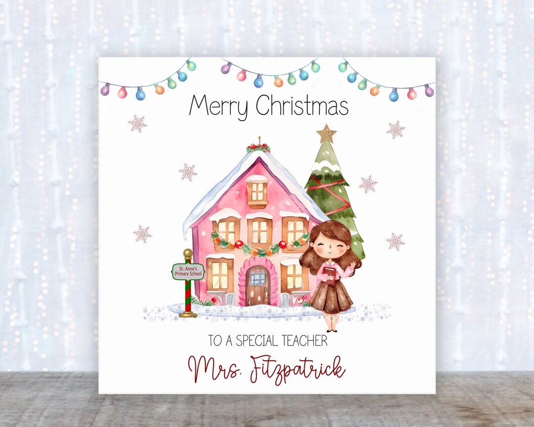 Teacher Christmas Card Christmas Card for Teacher Personalised Card ...