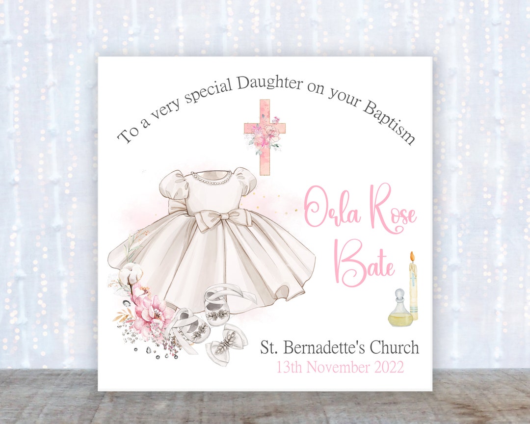 Baptism Card Baby Girl Baptism Card Girl Christening Card Personalised ...
