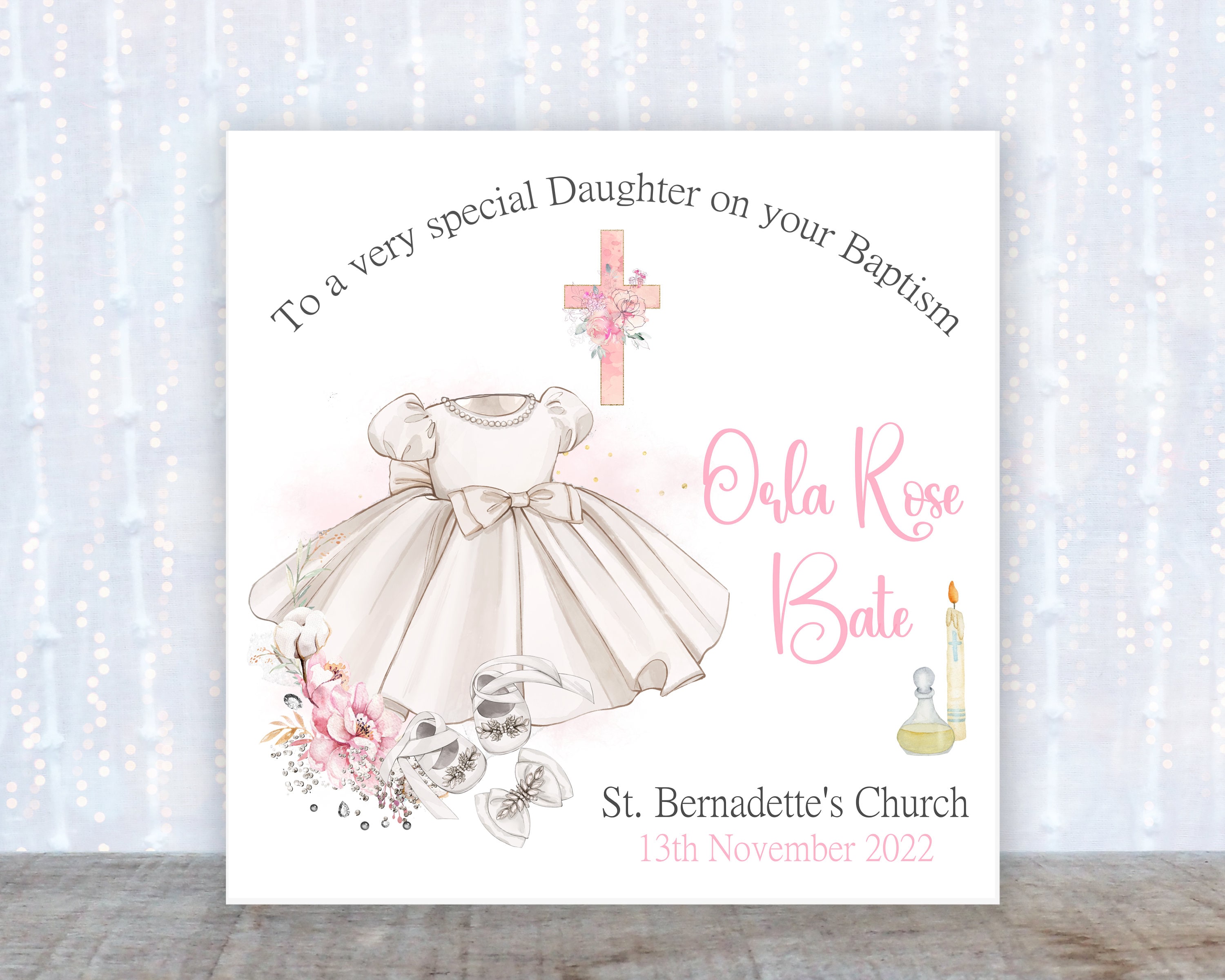 Baptism Card Baby Girl Baptism Card Girl Christening Card - Etsy Australia