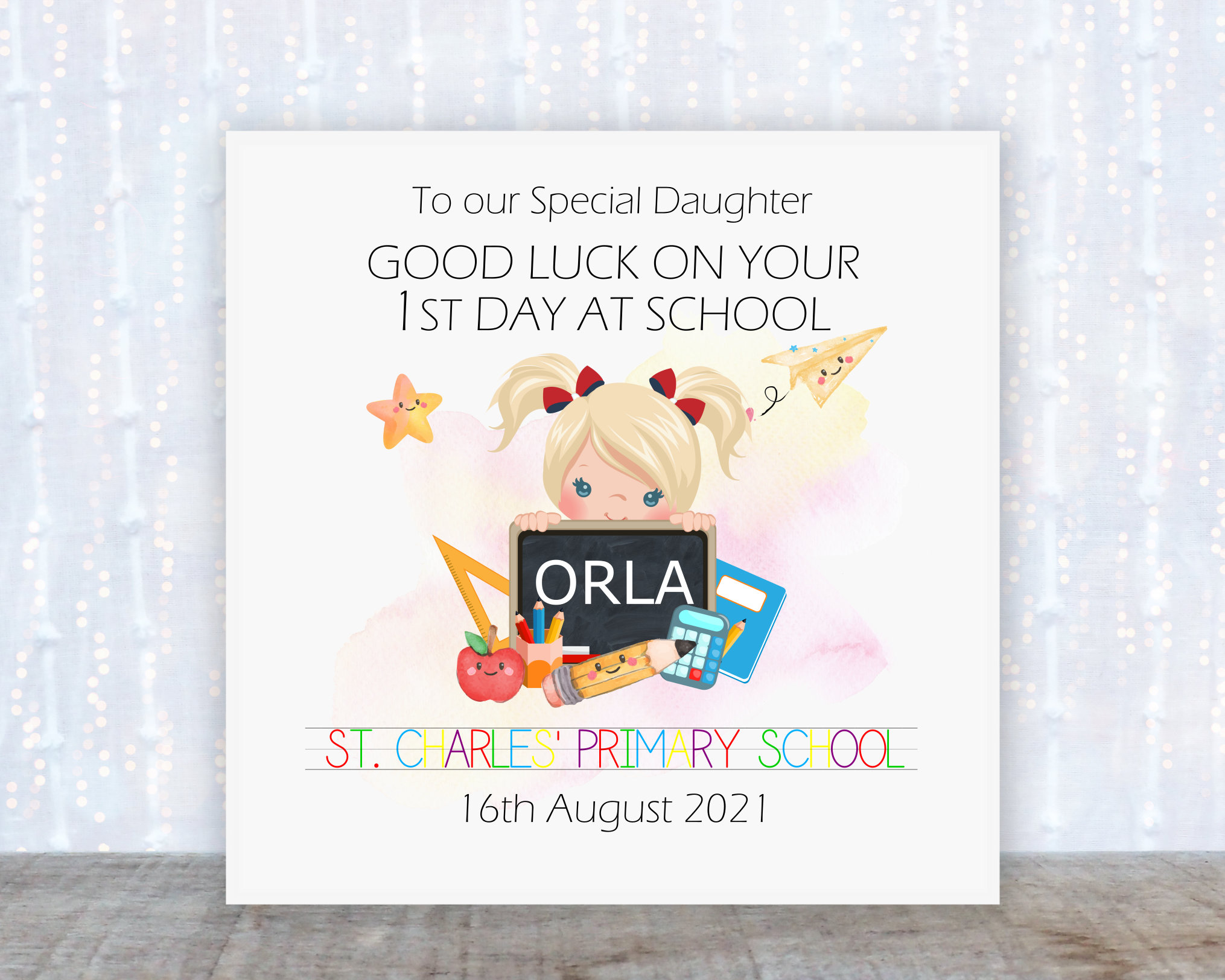 1st Day of School Card; Personalised 1st Day of School Card; First Day ...