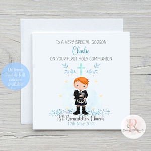 First Holy Communion Card; Scottish First Holy Communion Card; Boy in ...