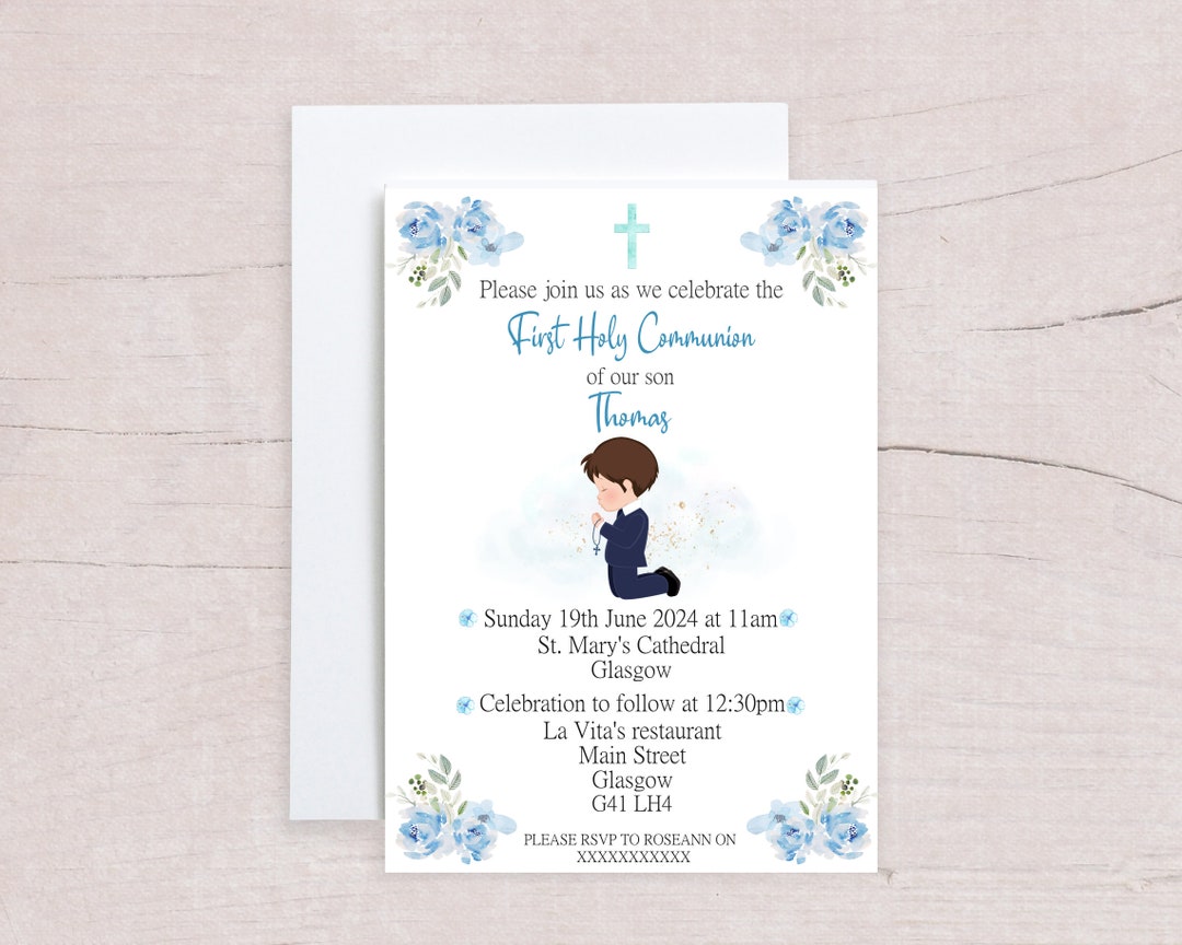 First Holy Communion Invitations; Communion Invitations; Personalised ...