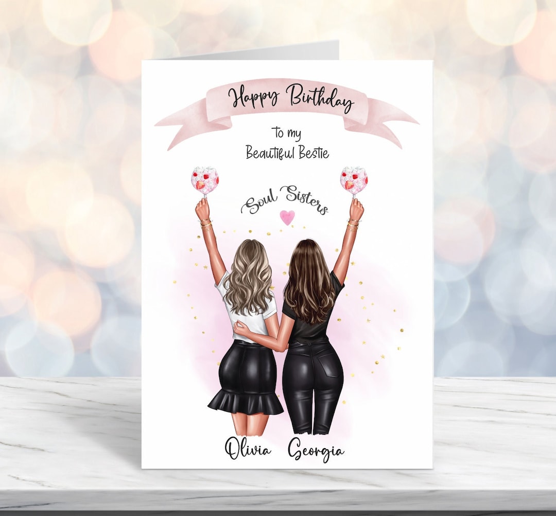 Happy Birthday Bestie Card Best Friend Birthday Card Personalised ...
