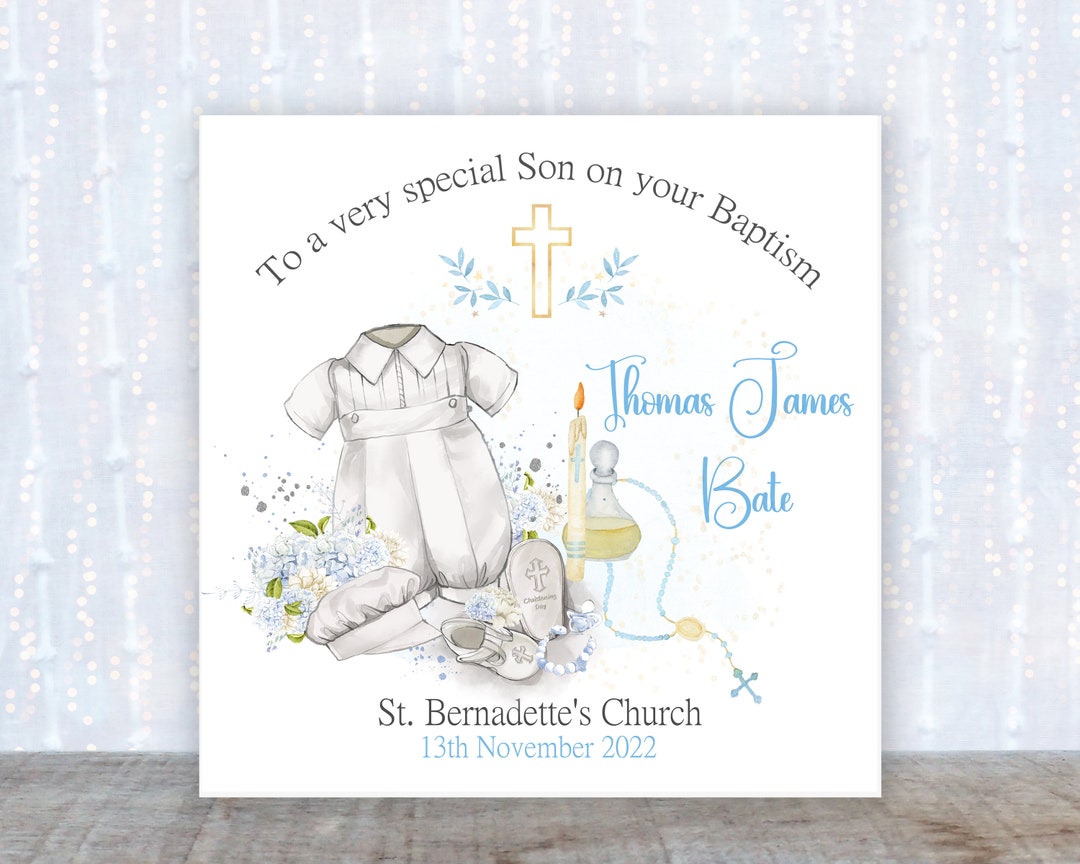 Baptism Card Baby Boy Baptism Card Boy Christening Card - Etsy