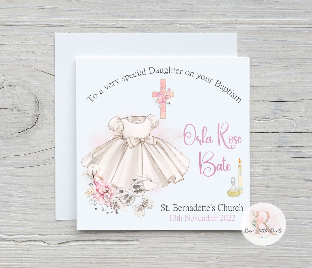Baptism Card; Baby Girl Baptism Card; Girl Christening Card ...