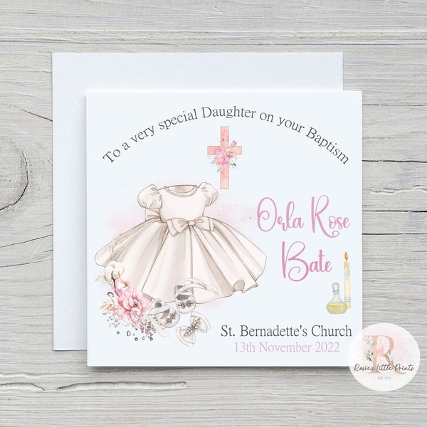Baptism Card Girl Granddaughter - Etsy