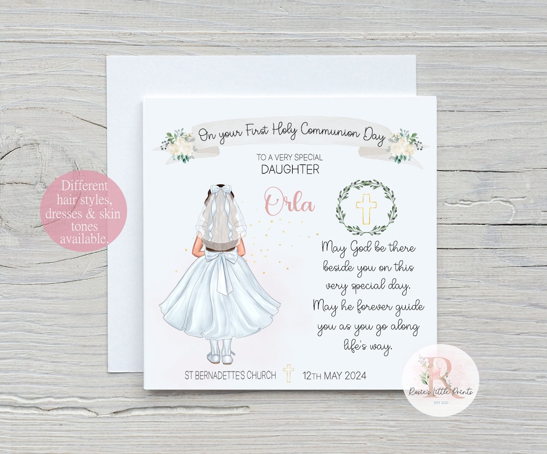 First Holy Communion Card Communion Card First Communion Card ...