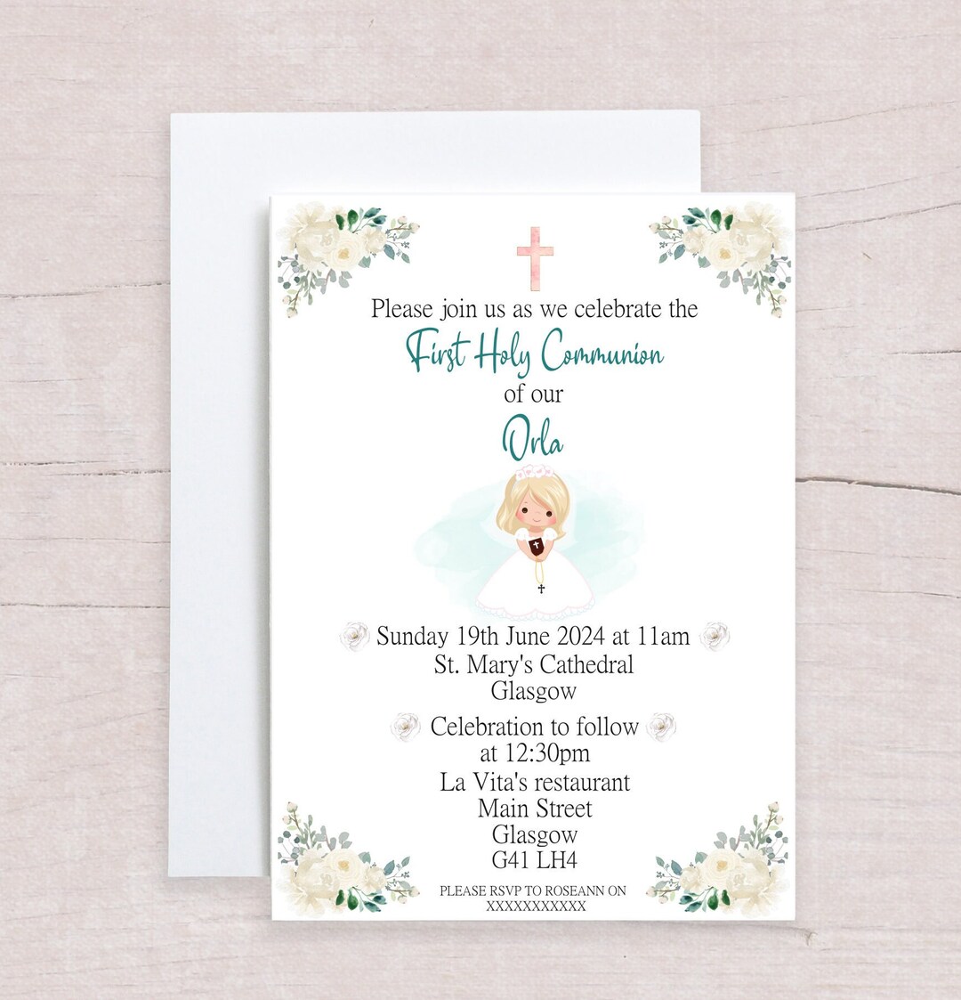First Holy Communion Invitations; Communion Invitations; Personalised ...