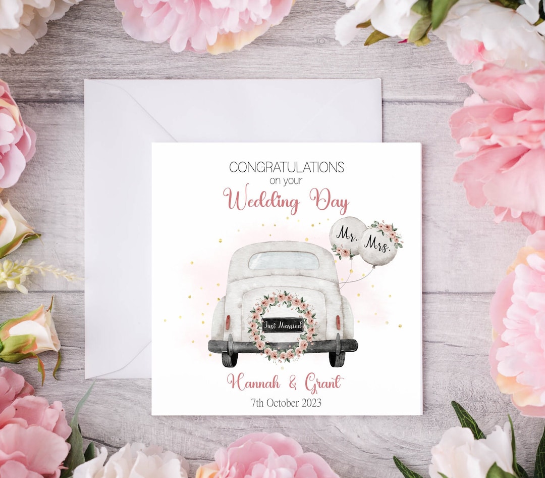 Wedding Card Wedding Car Card Personalised Wedding Card Mr - Etsy