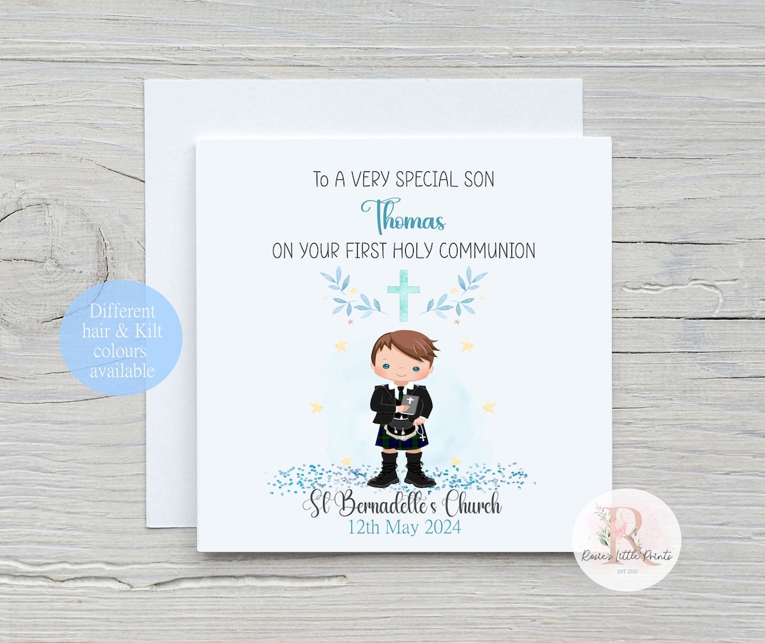 First Holy Communion Card; Scottish First Holy Communion Card; Boy in ...