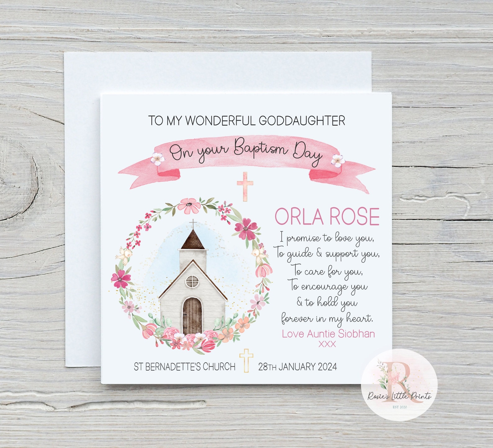 Goddaughter Baptism Card Baptism Card Goddaughter Card Baby Girl ...