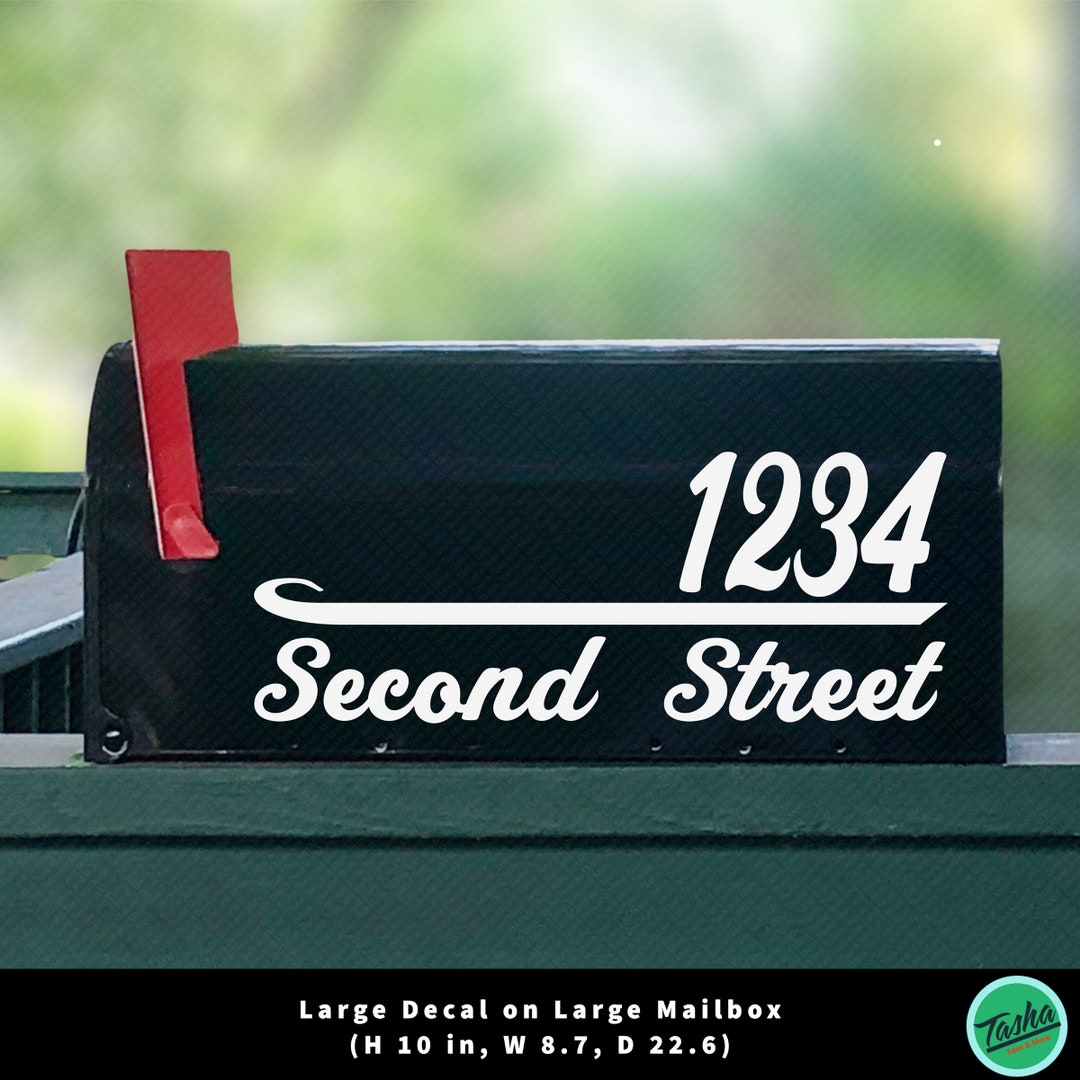 Mailbox Numbers With Street Address Script Decal - Etsy