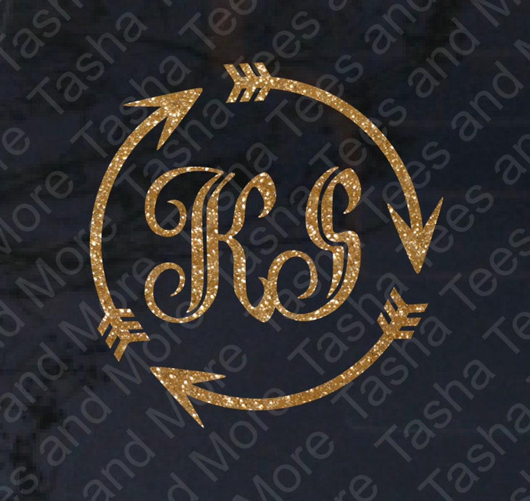 Glitter Arrow Circle Monogram Decal - Etsy