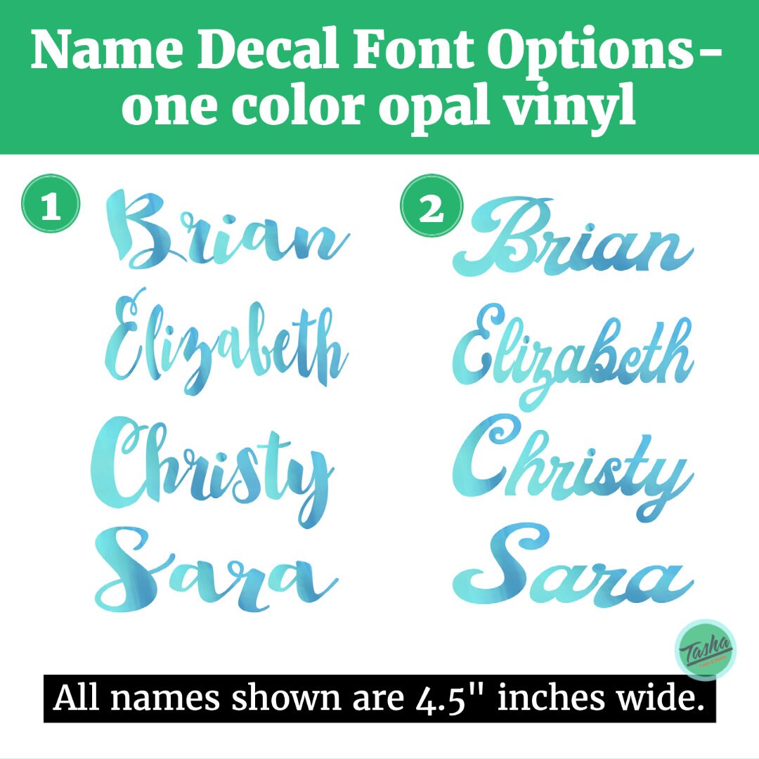 Custom Name Decals/ Word Decals in Opal Colored Vinyl in Script - Etsy