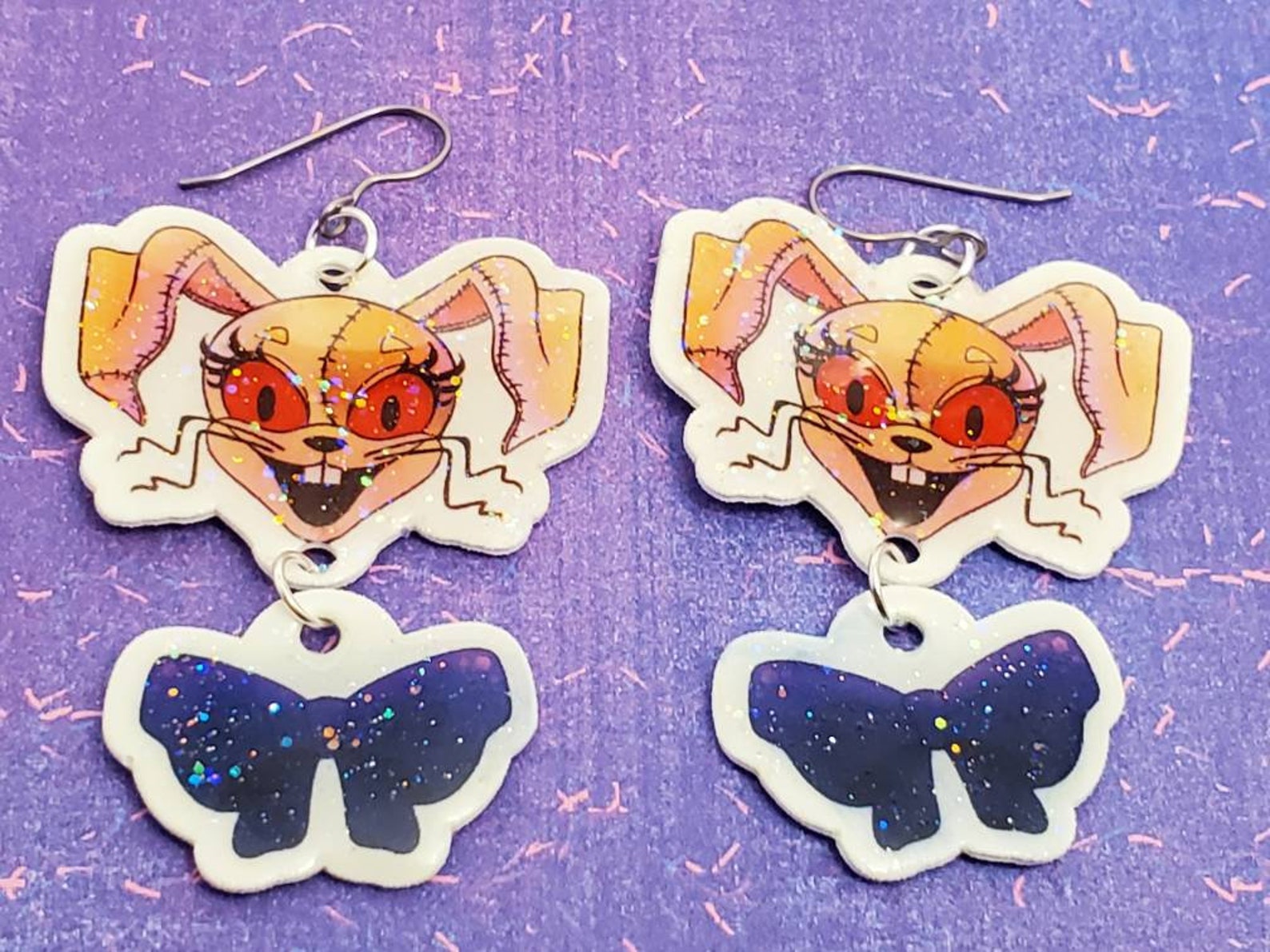 FNAF Earrings Glitchtrap and Vanny Bow Drop Hypoallergenic - Etsy Hong Kong