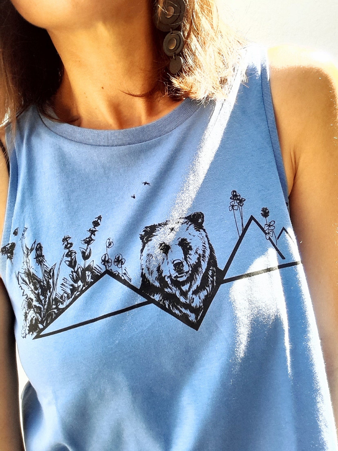 Loose-fitting Tank Top in Screen-printed Organic Cotton - Etsy