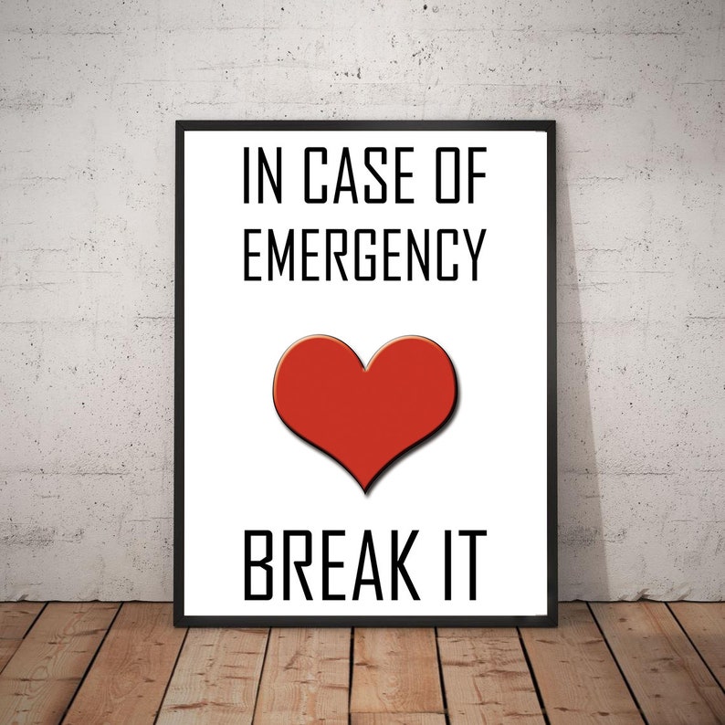 In Case of Emergency Poster, Digital Wall Art, Wall Art, Humorous ...