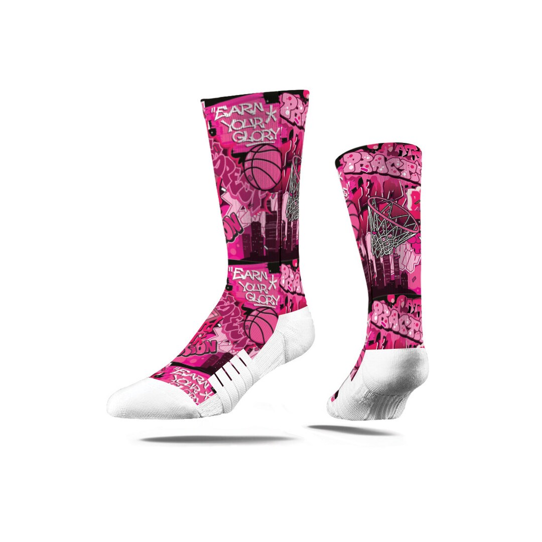 Pink Basketball Graffiti Unisex Crew Socks for Youth, Men & Women, Pink ...